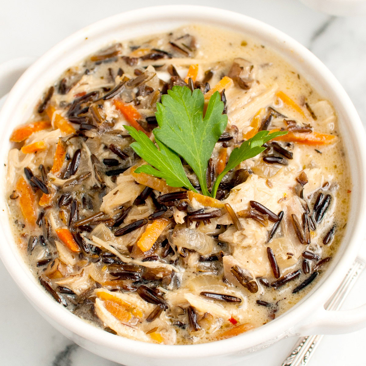 Creamy chicken and wild rice soup