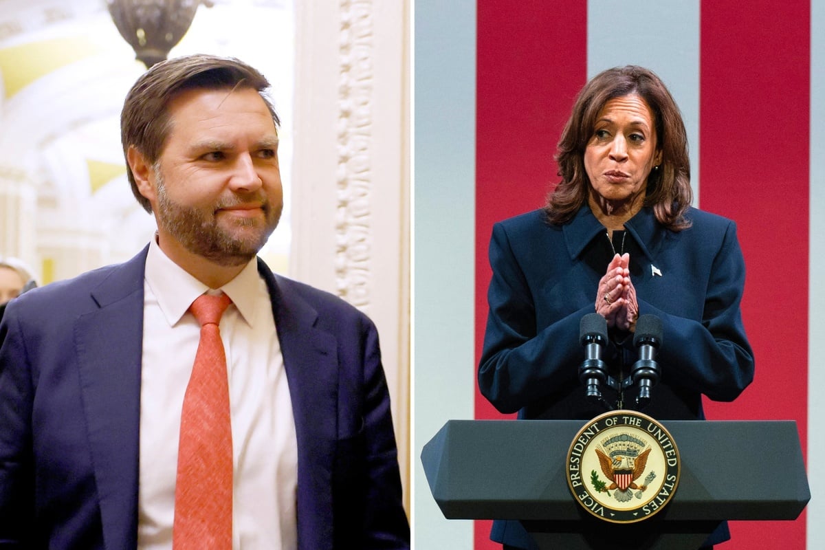 JD Vance caught laughing after Kamala Harris flubs pledge of allegiance ...