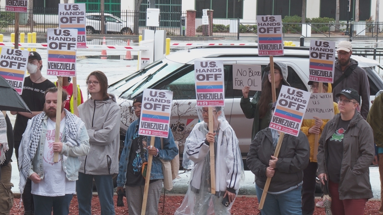 Jacksonville activist groups rally to condemn strike on Venezuela