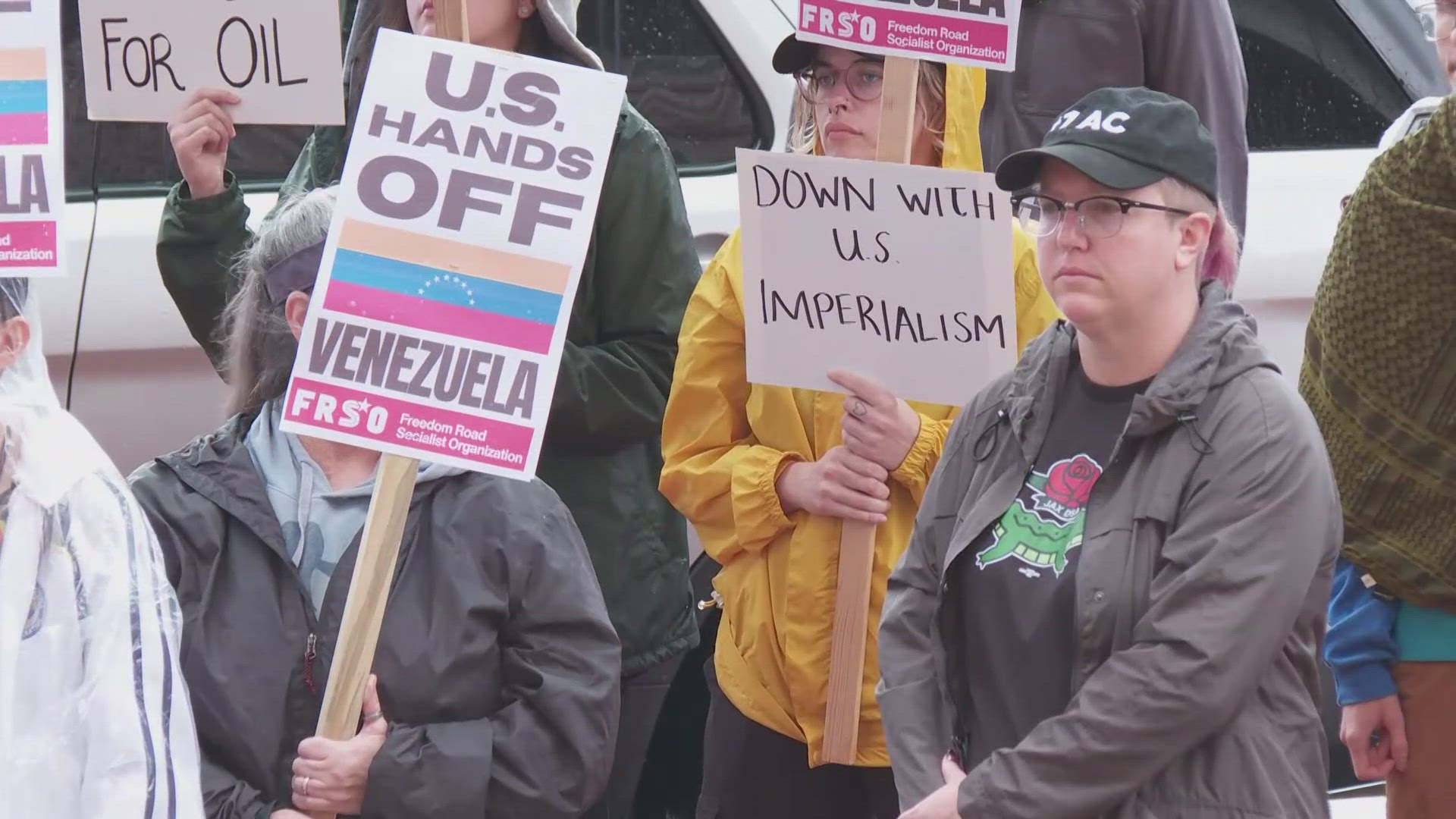 Jacksonville activist groups rally to condemn strike on Venezuela