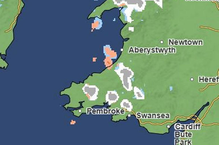 Met Office maps as 10cm of snow could fall in Wales today with lows of -10C