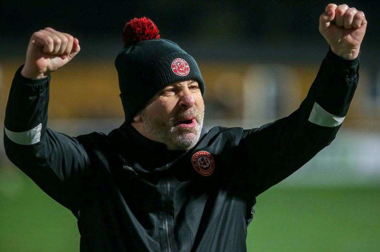 Chatham Town midfielder Jordy Robins reacts to 2-1 Isthmian Premier ...