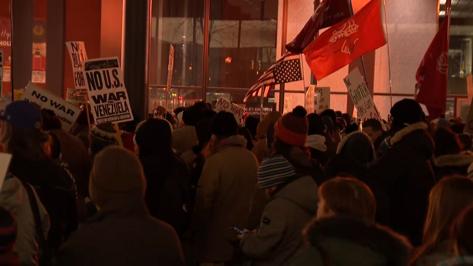 Protest in Chicago after US military operation in Venezuela, president ...