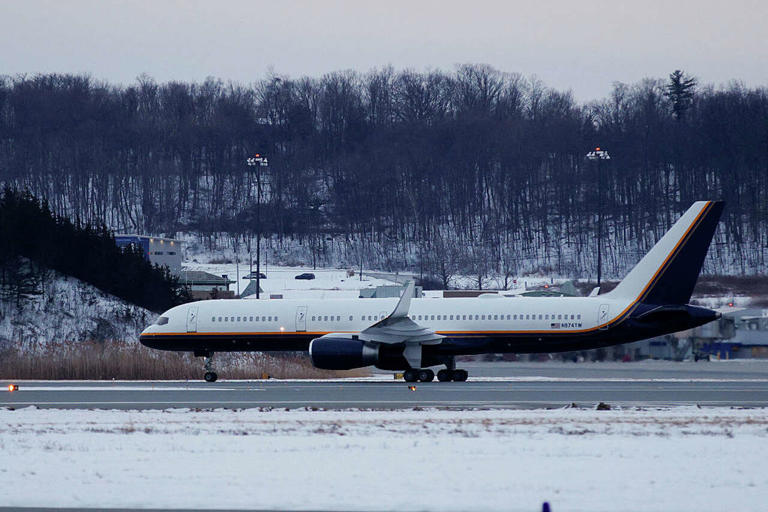 Protesters gather at Stewart base as Venezuela's Maduro arrives