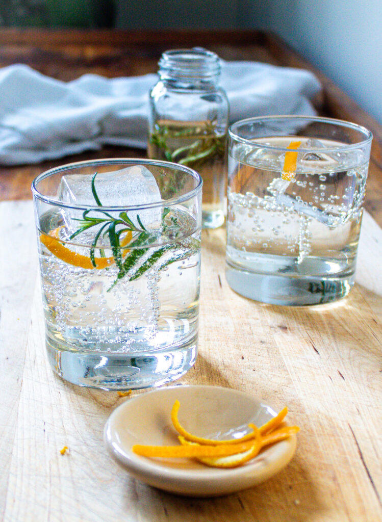 Cara cara gin cocktail with rosemary simple syrup
