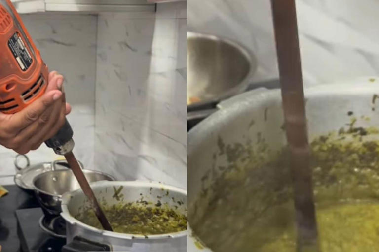 Punjabi man uses drill machine to stir sarson ka saag in cooker: ‘Desi ...