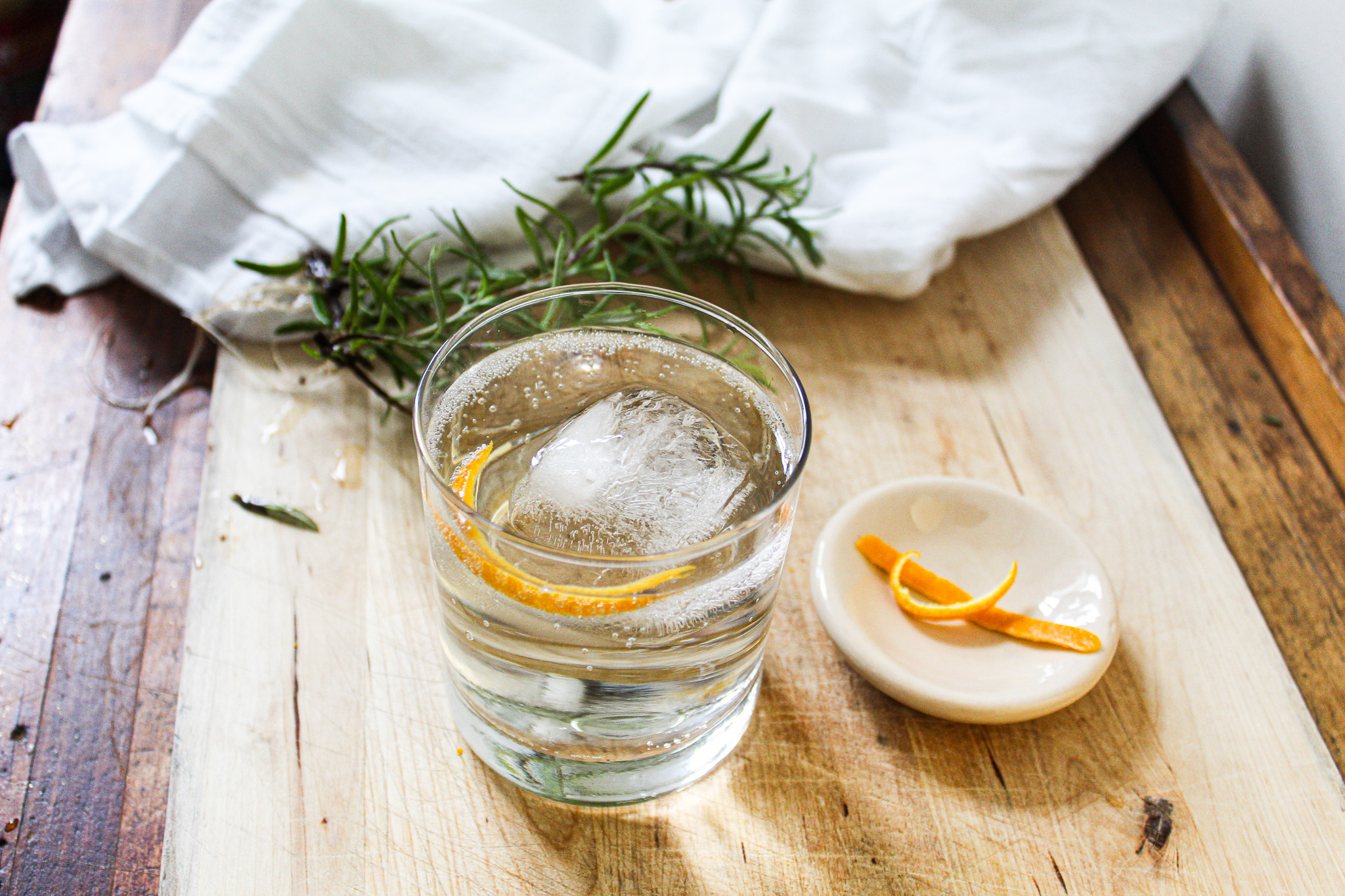 Cara cara gin cocktail with rosemary simple syrup