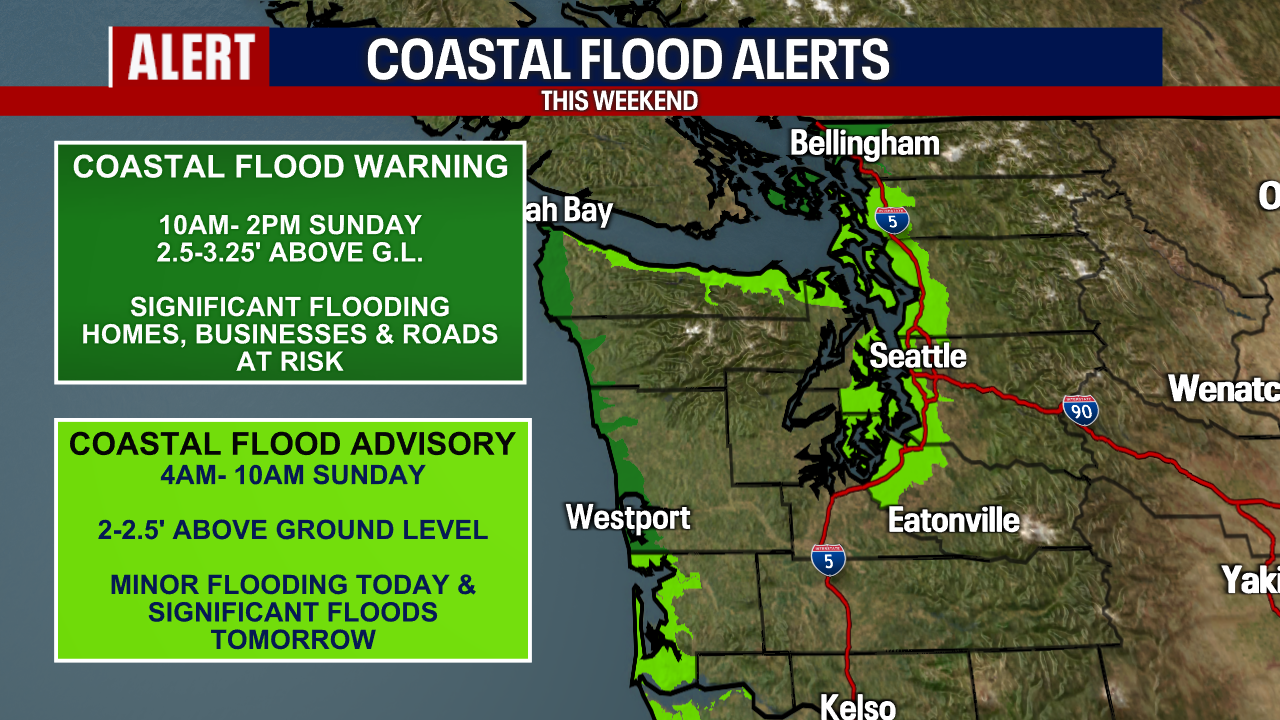 Seattle weather: Coastal flooding possible on Sunday