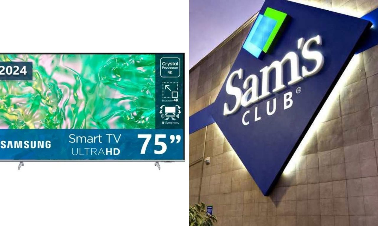 Pantalla gigante Smart TV Samsung UHD 4K de 75 pulgadas se encuentra en ...
