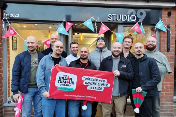 Group of friends brave the shave for best mate with brain tumour