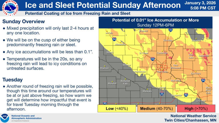 Incoming snow, freezing rain sparks travel alert in Twin Cities