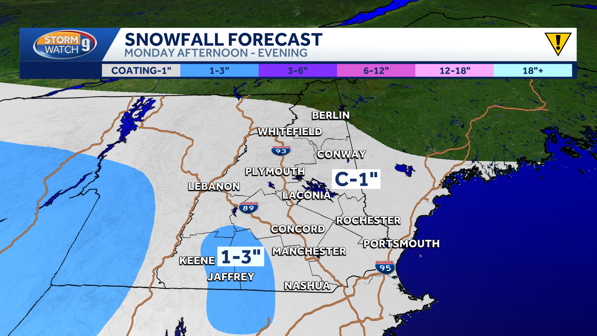Light snow possible in New Hampshire on Monday, warmer weather to follow