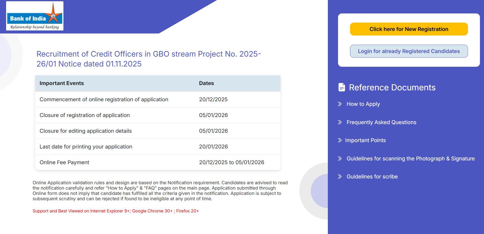 Bank of India credit officer application window 2026 closing tomorrow ...