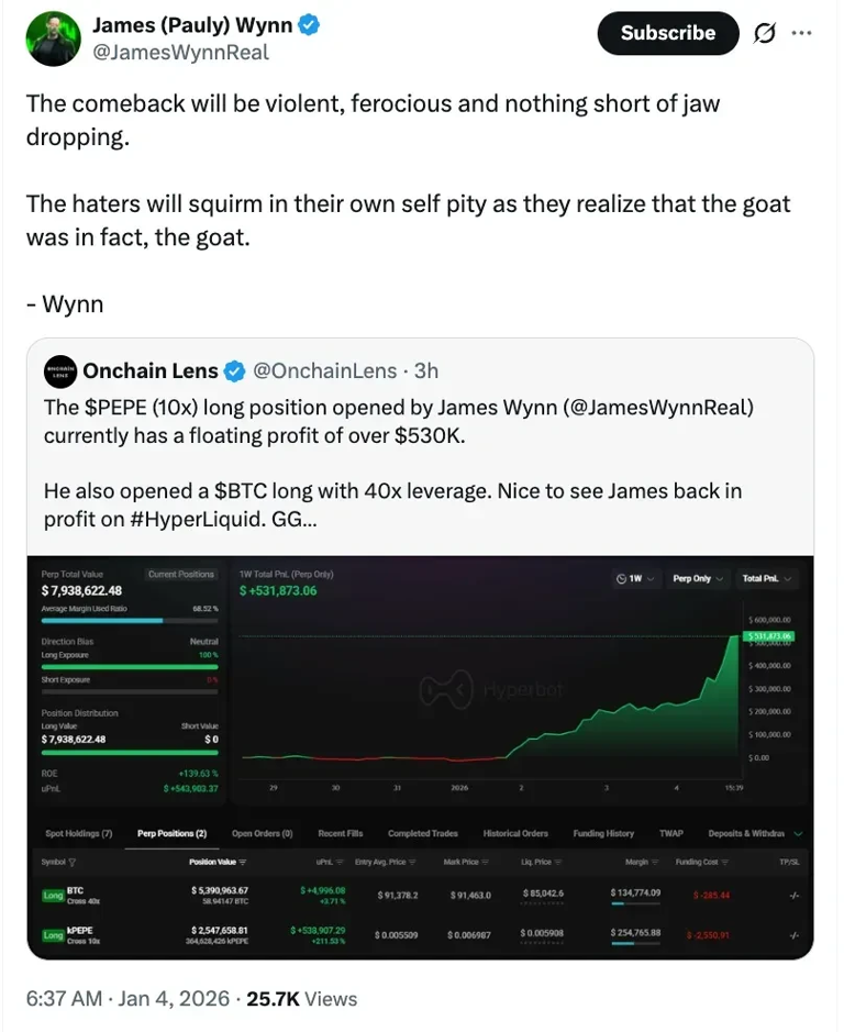 Popular risk trader James Wynn says his 'comeback will be violent'