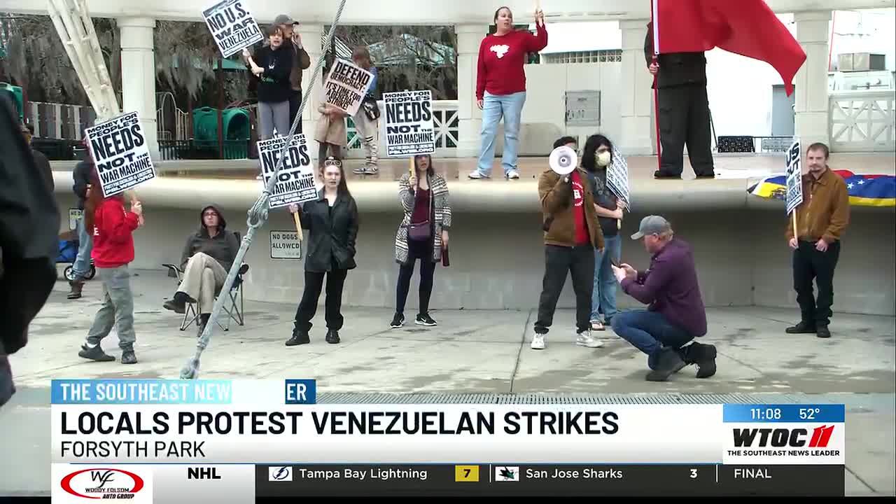 Locals protest Venezuelan strikes