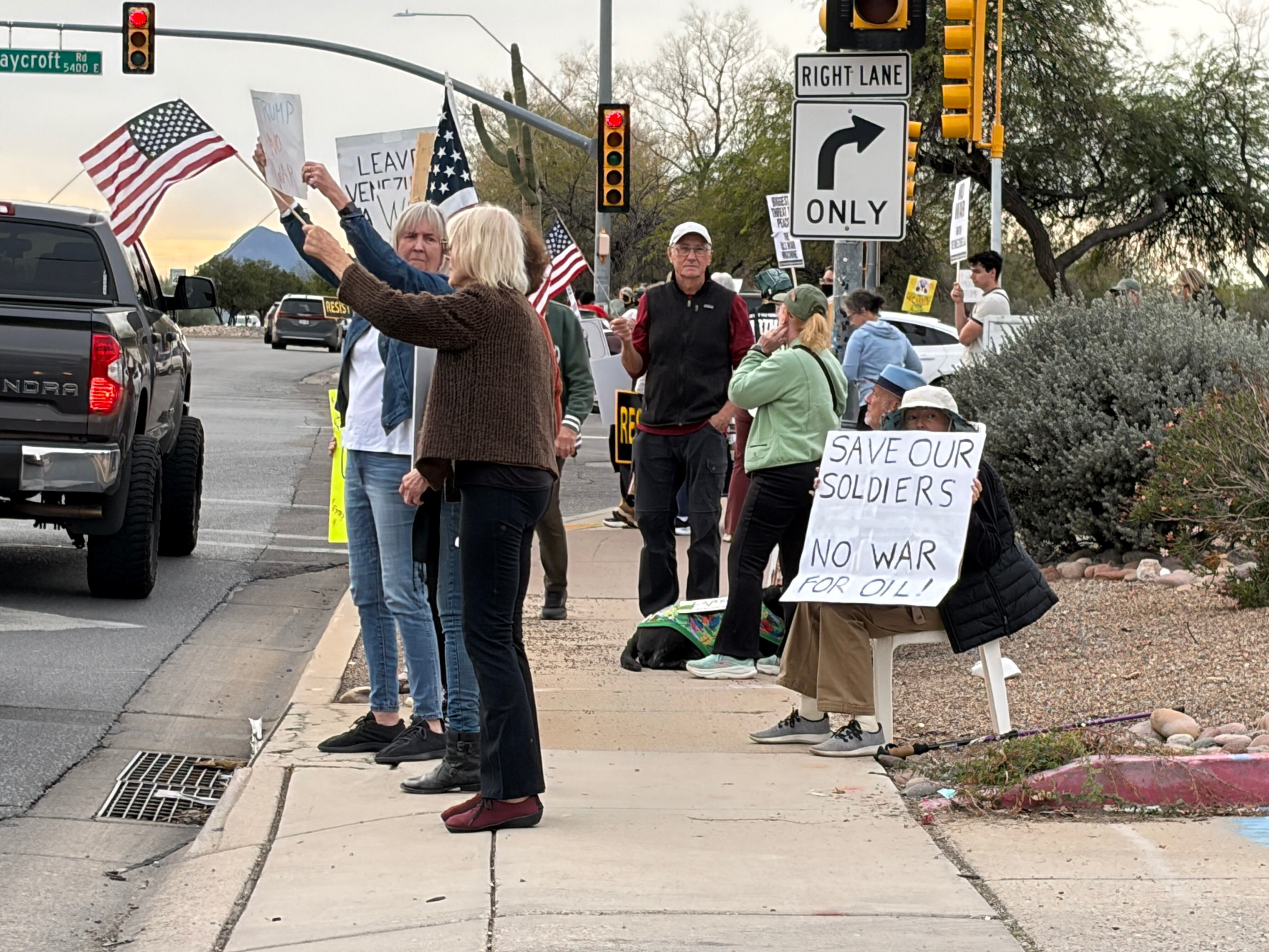 Protesters rally outside Davis-Monthan Air Force Base following ...
