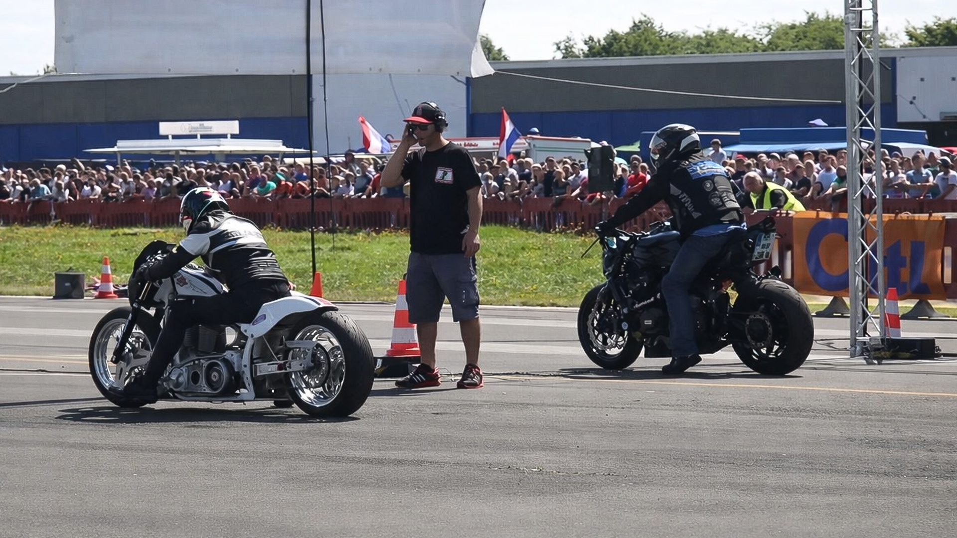 Motorcycle riders test skills at drag race event