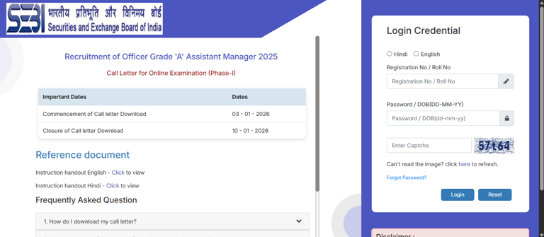 SEBI Grade A admit card 2025 released at sebi.gov.in: Direct link to ...
