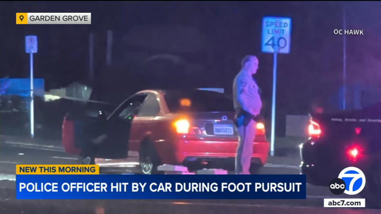 Garden Grove police officer in critical condition after being hit by ...