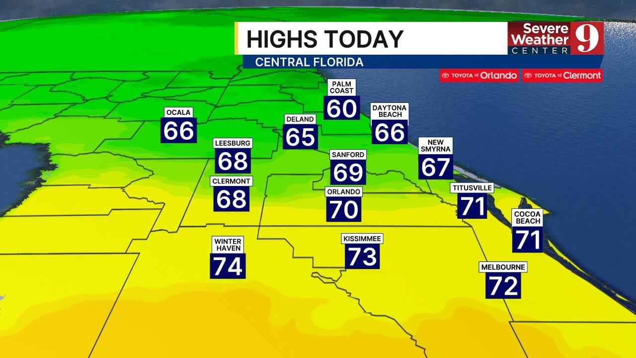 Orlando weather forecast: Cooler today in the 70s, warming to the 80s ...