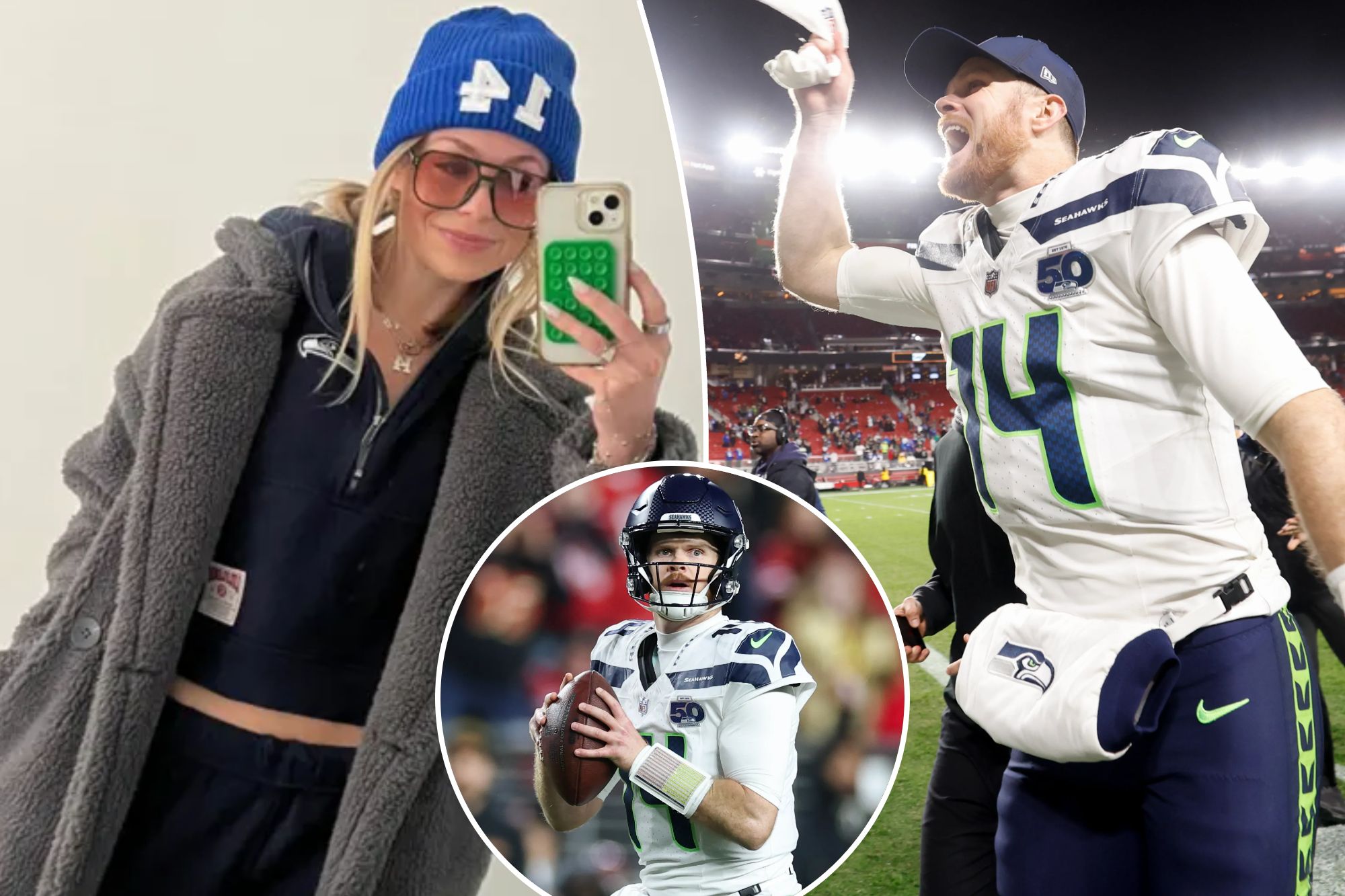 Sam Darnold’s fiancée takes in Seahawks’ thrilling title-clinching win ...