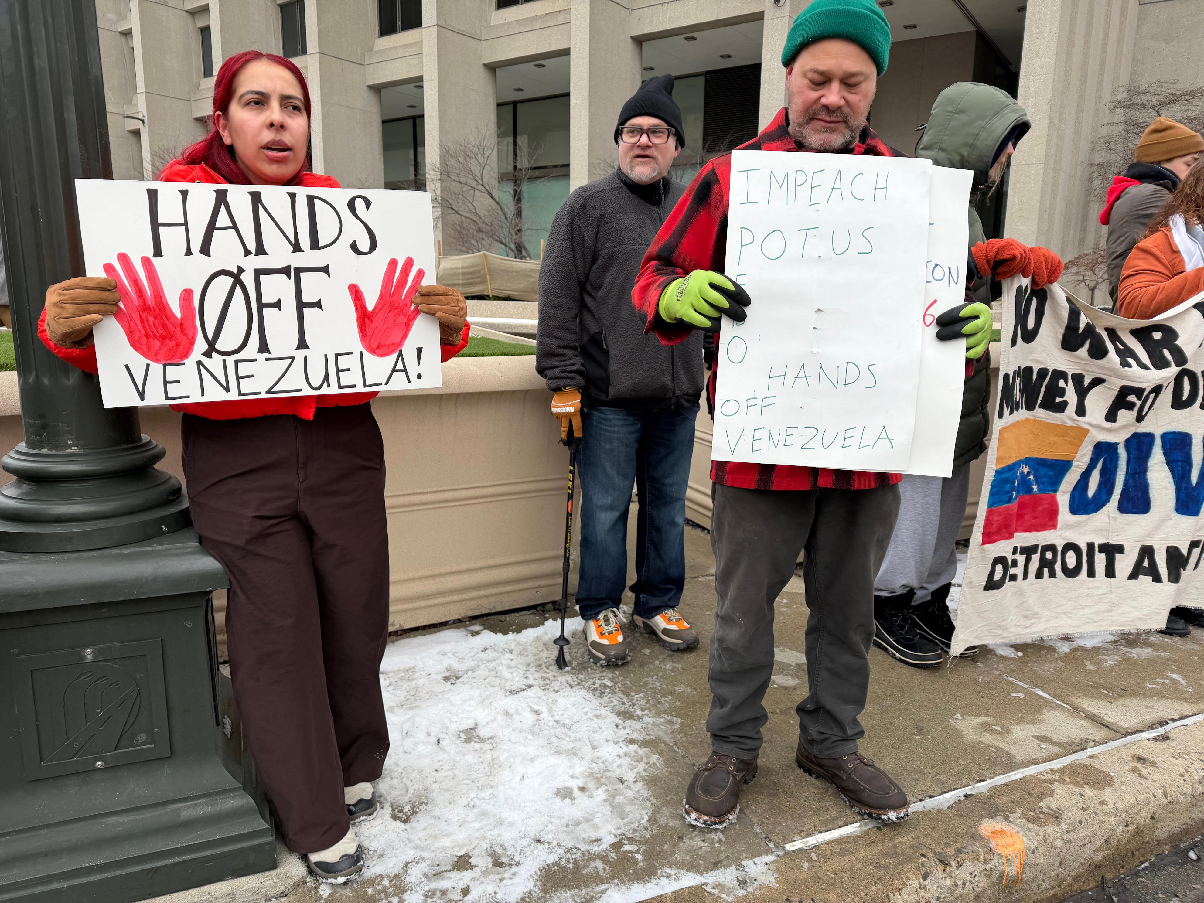 Demonstrators protest US intervention in Venezuela across Detroit