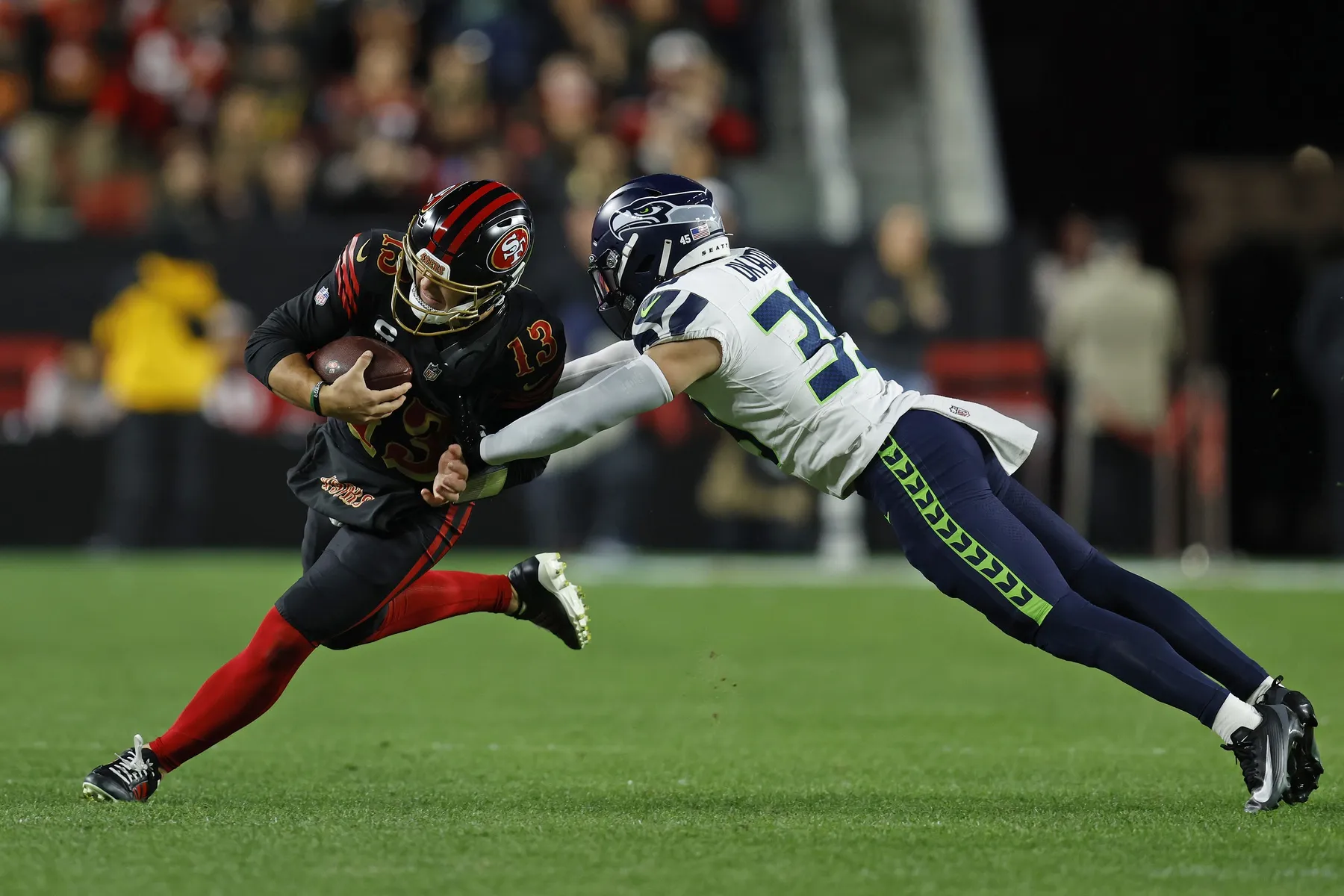 Purdy escapes serious injury as Seahawks derail 49ers’ top-seed hopes