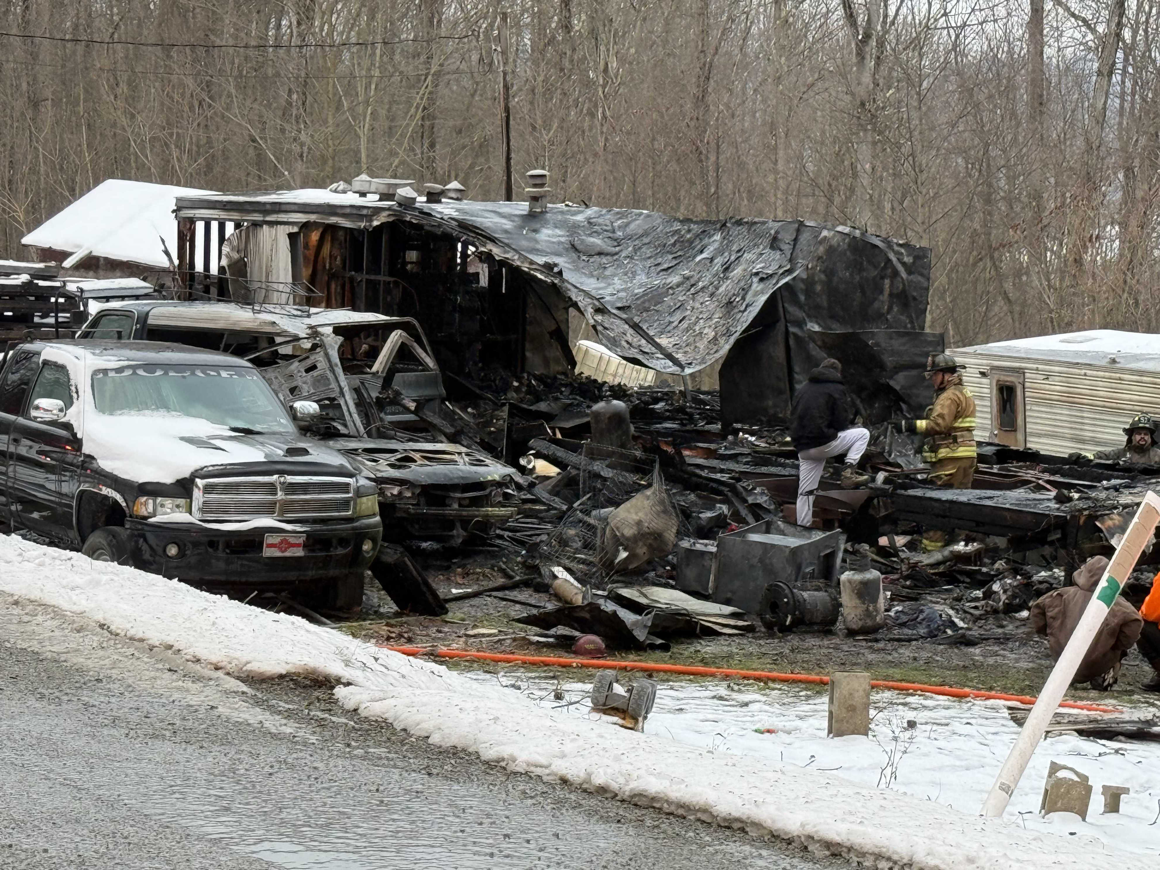 Mobile home destroyed by massive fire in Fayette County