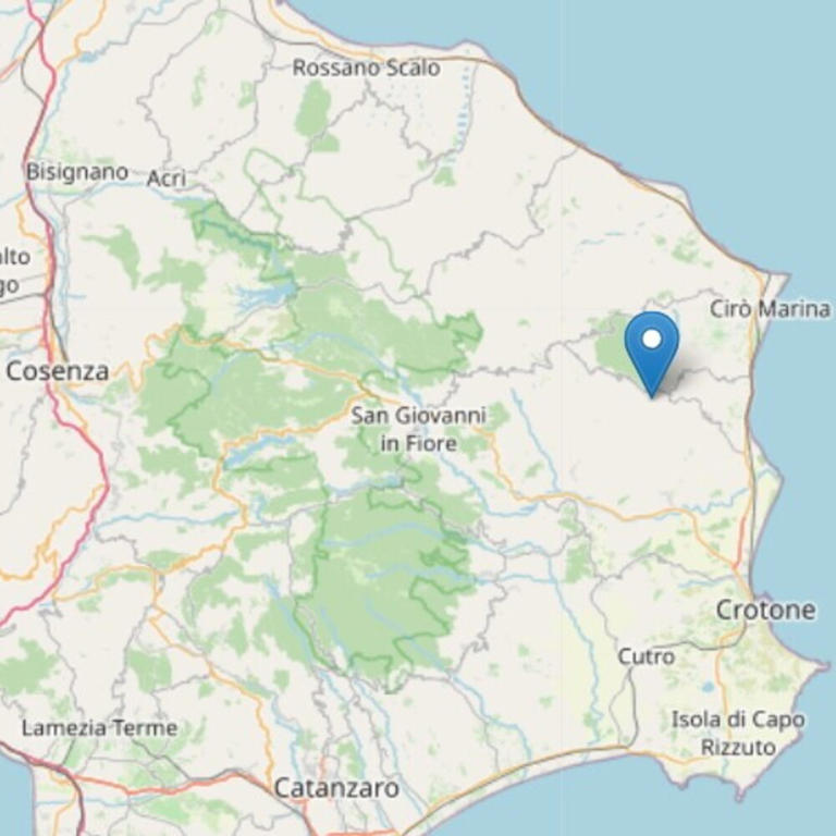 Terremoto in Calabria, sisma magnitudo 3.7 nel Crotonese