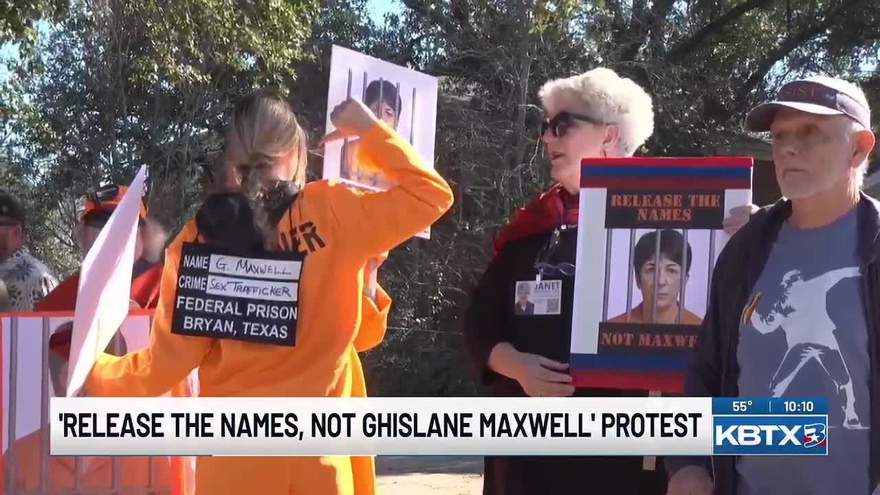 ‘Release the Names, not Ghislane Maxwell’ protest at Bryan Federal ...