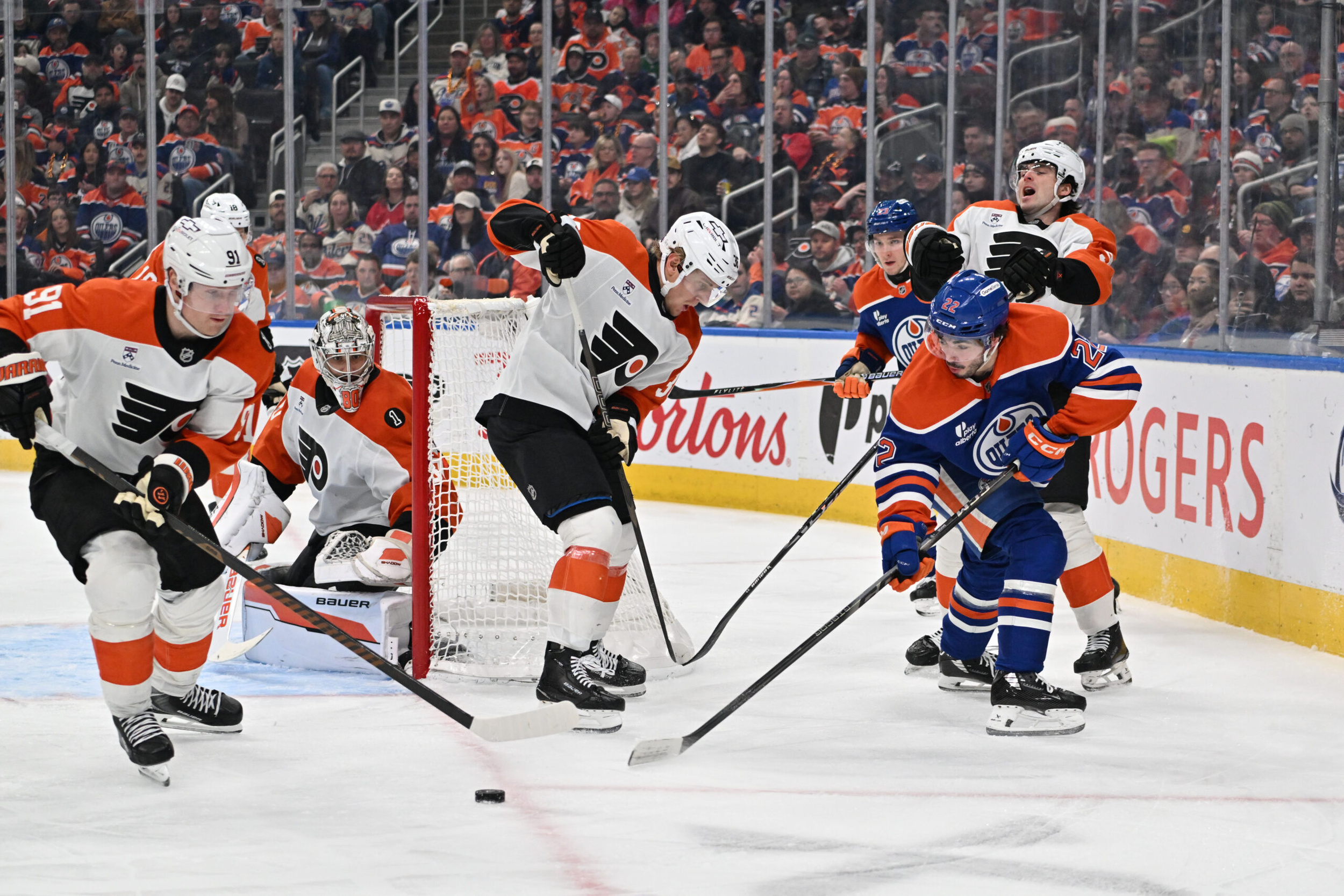 Oilers breakup kid line after loss to Flyers