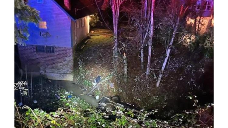 Driver cited for DUII after 20-foot embankment crash into Troutdale creek