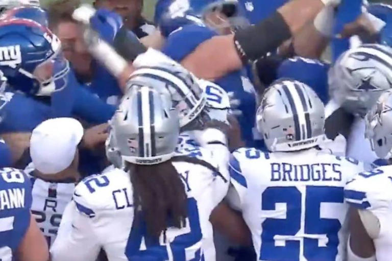 Huge NFL brawl erupts in Week 18 as player loses helmet in ugly scuffle