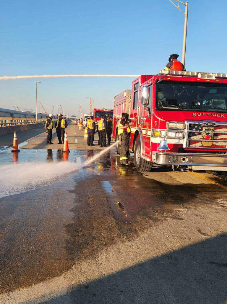 Fire-rescue teams practice drafting procedures on Hampton Roads Bridge ...