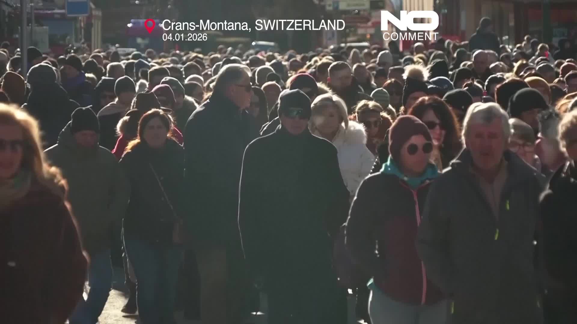 Crans-Montana residents take part in silent march for fire victims
