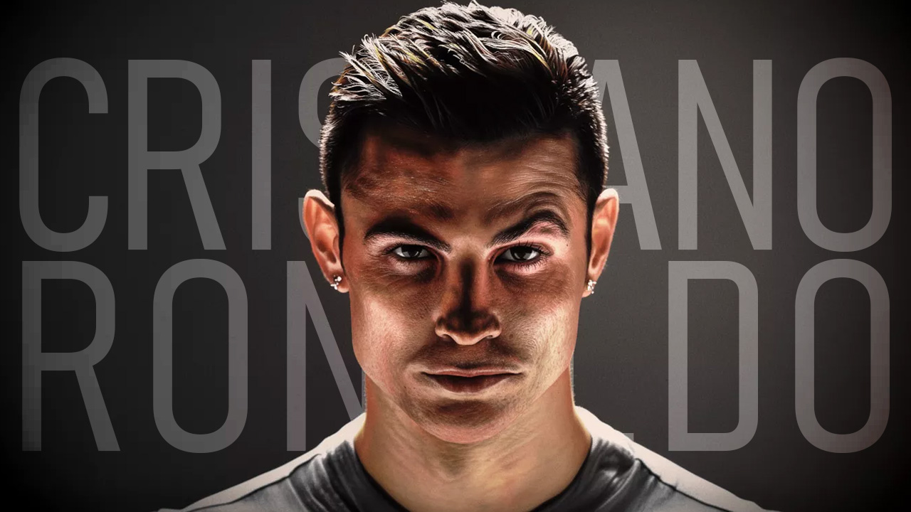 Timeless Cristiano Ronaldo portrait art with bold expression