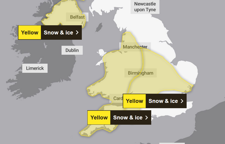 Met Office maps show latest snow and ice warnings as cold snap ...