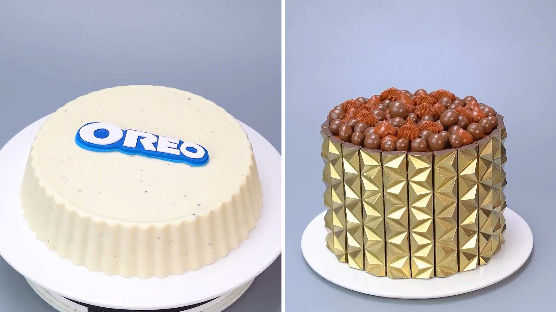 Minimal cream cake and bold chocolate cake