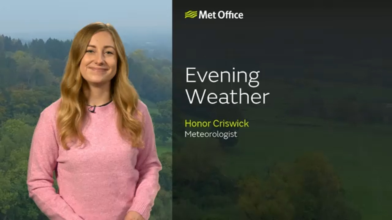 Met Office Saturday evening weather forecast 15/11/2025