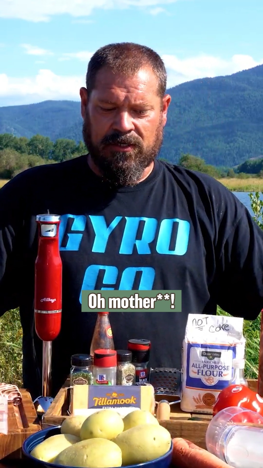 Idaho potato soup cooked over open fire