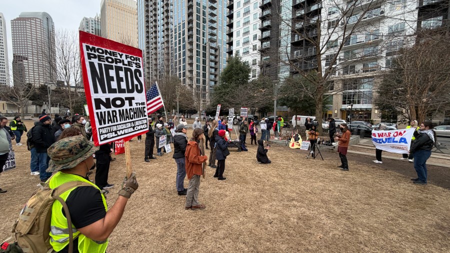 Neighbors gather in Charlotte for protest against Venezuelan attack