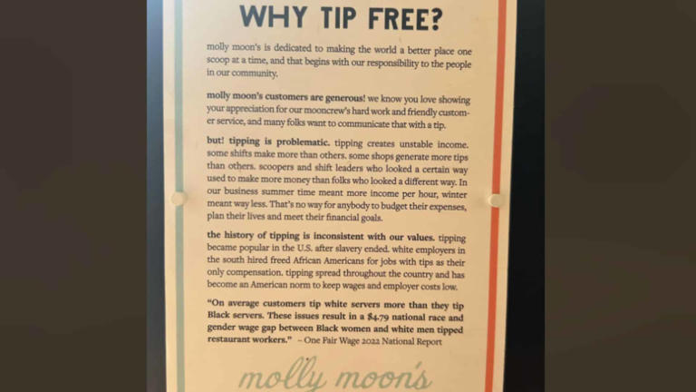 An ice cream shop's sign about tipping went viral - but not for the ...