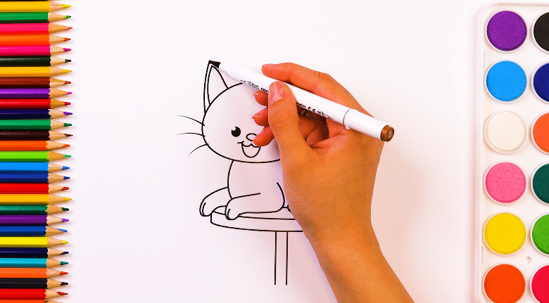 Cute and Fun Cat coloring in