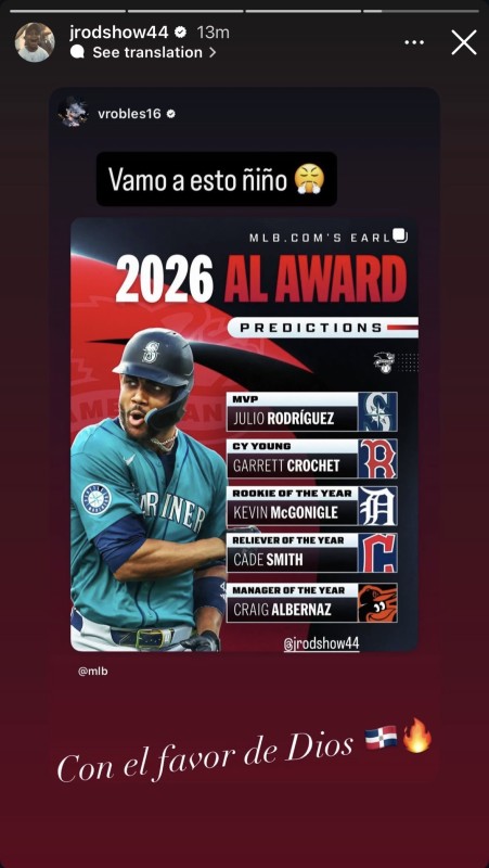 Julio Rodriguez sends message to Mariners teammate after MLB's prediction