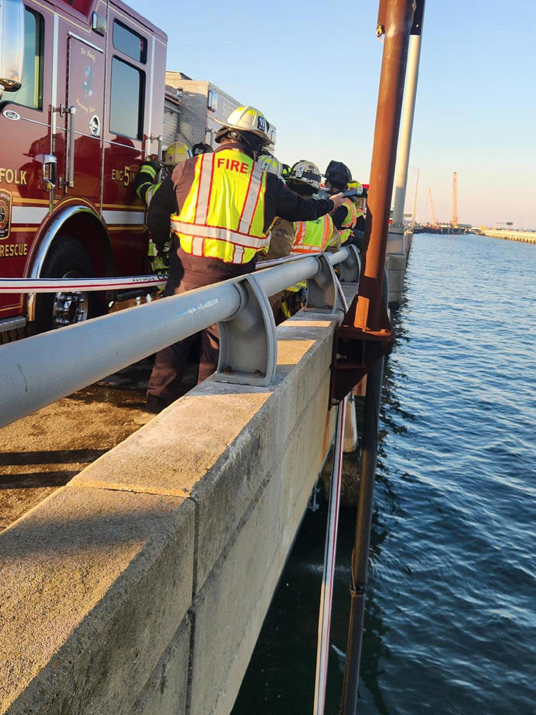 Fire-rescue teams practice drafting procedures on Hampton Roads Bridge ...