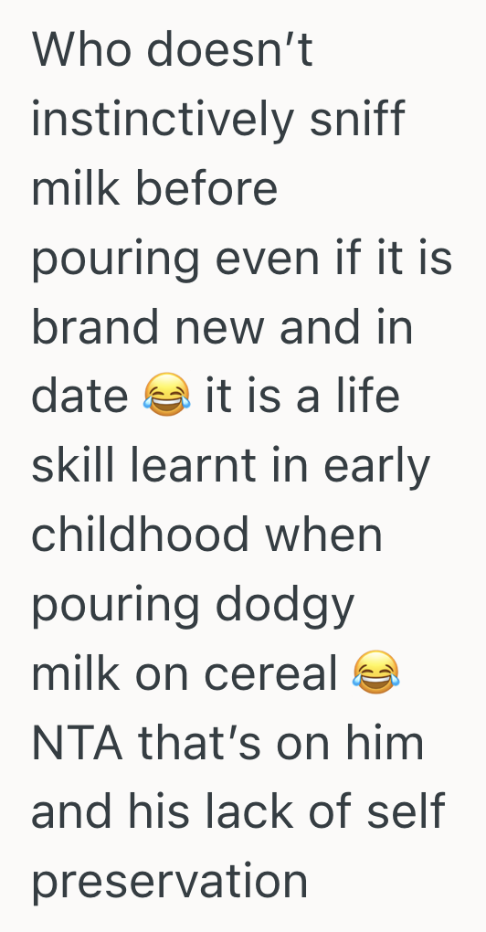 A guest chugged expired milk without reading the label, so a simple ...