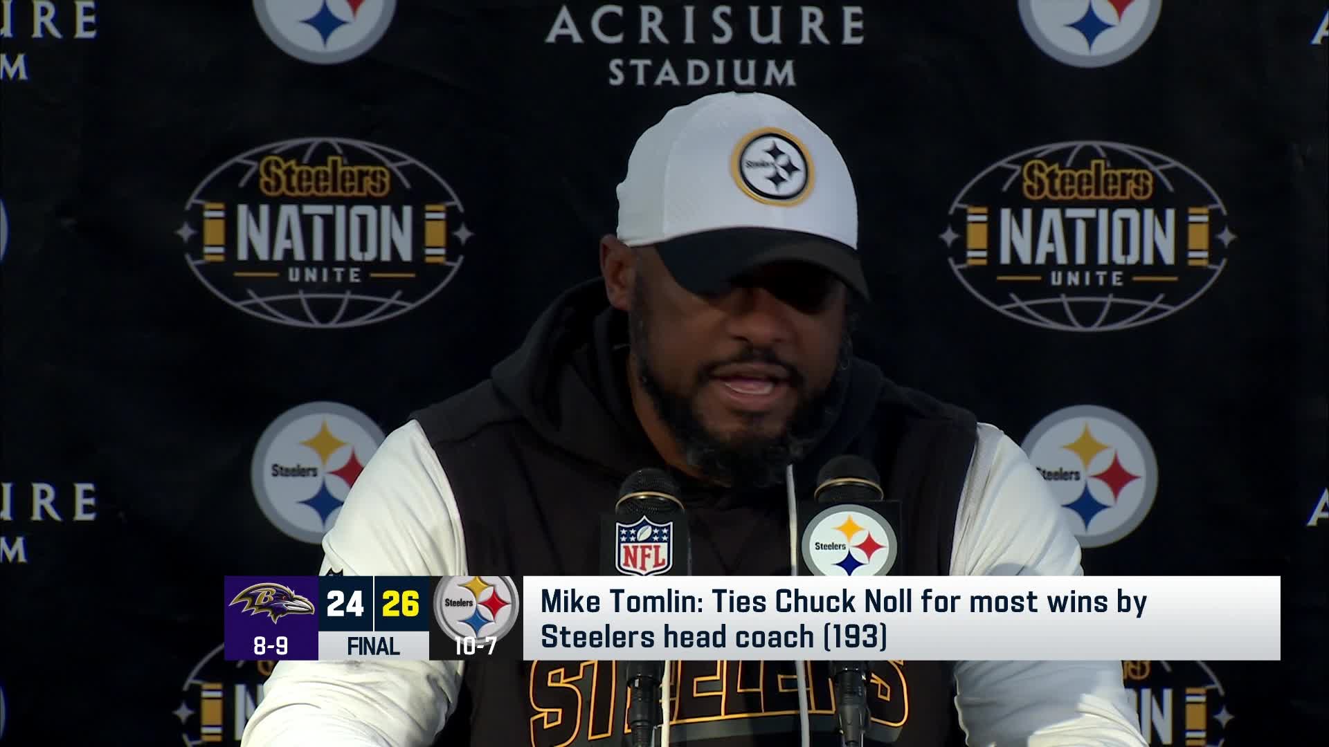 Mike Tomlin on winning AFC North: 'That sounds good and it feels good'