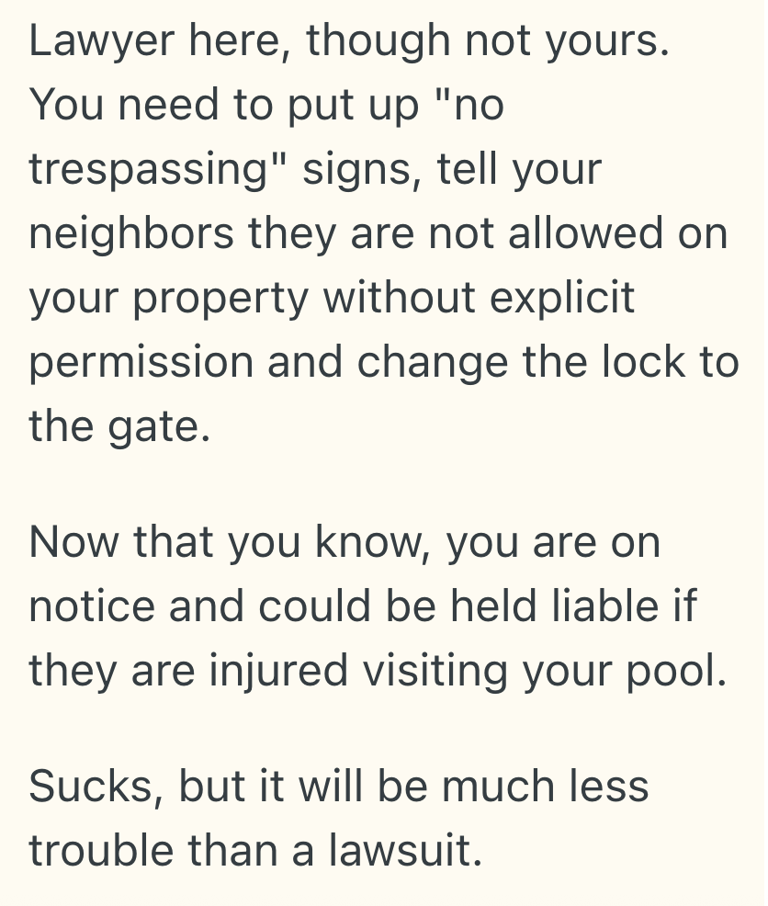 Neighbors were using homeowners’ pool when they were away, so they ...