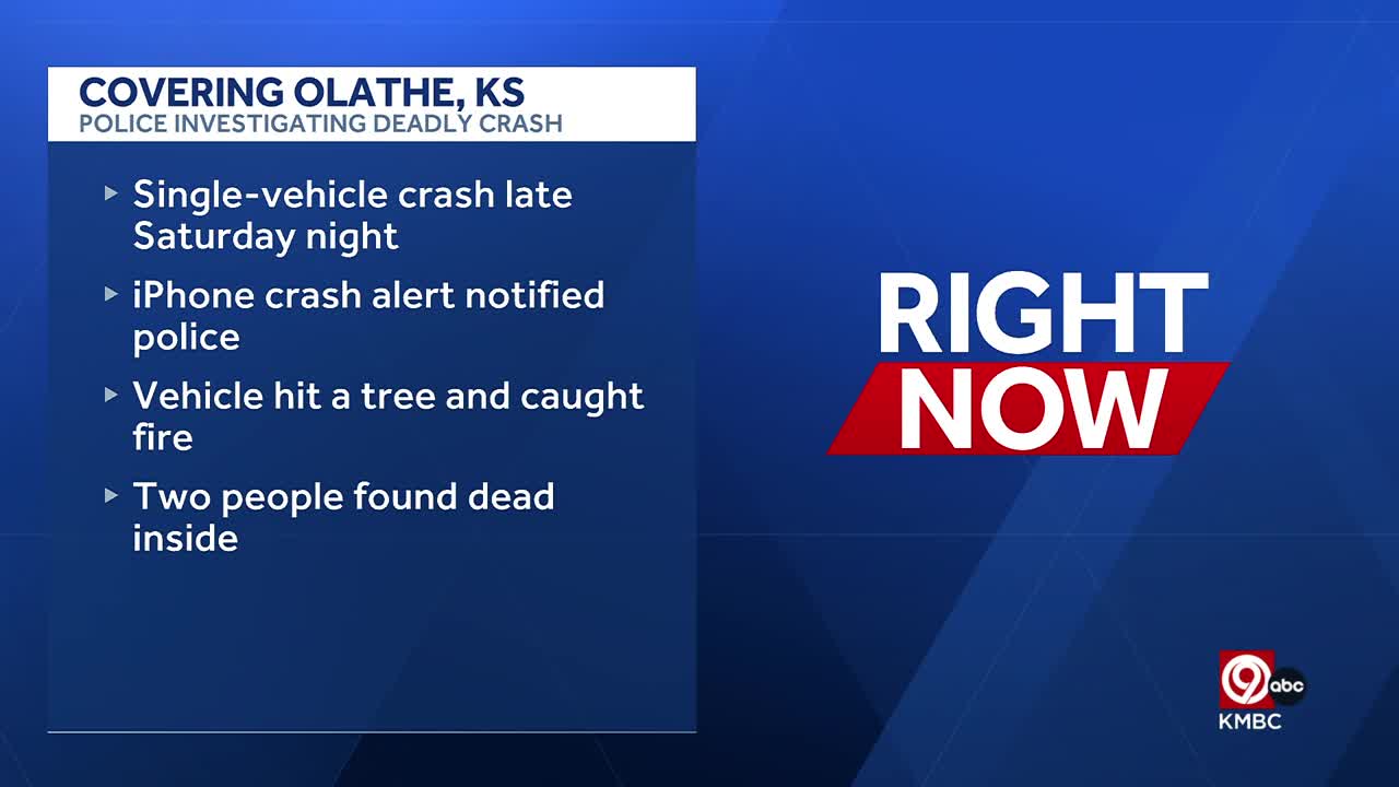 Two people killed in Olathe after vehicle crashes into tree and catches ...