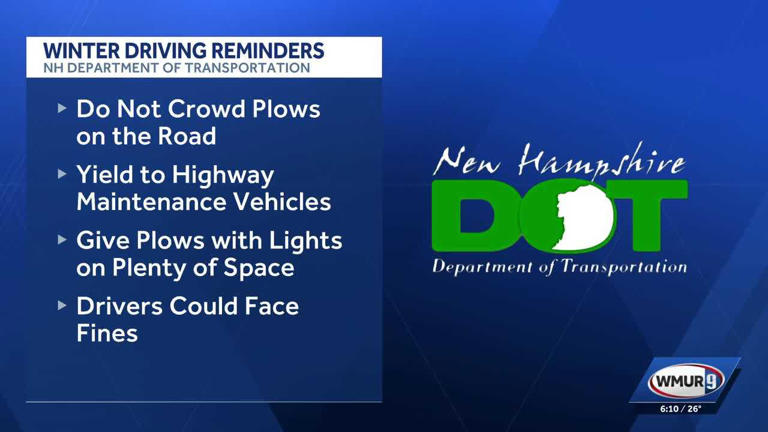 NHDOT reminds drivers to give snowplows space this winter